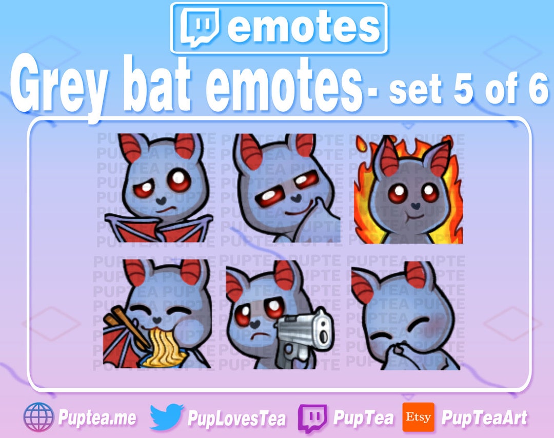 6x Cute Grey Bat Emotes Pack for Twitch Youtube and Discord Set 5 - Etsy