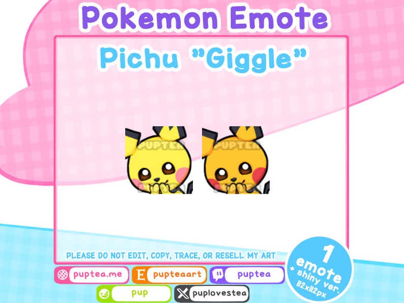 Pokemon Twitch and Discord Emote Pichu Giggle Emote - Etsy