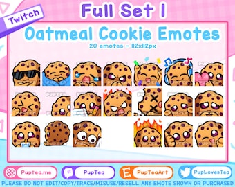 20x Cute Cookie Emotes Pack for Twitch Youtube and Discord | Full Set 1 ...