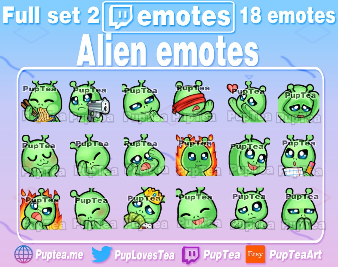 18x Cute Alien Emotes Pack for Twitch Youtube and Discord | Full Set 2 ...