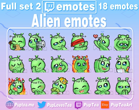 18x Cute Alien Emotes Pack for Twitch and Discord Full Set 2 | Etsy