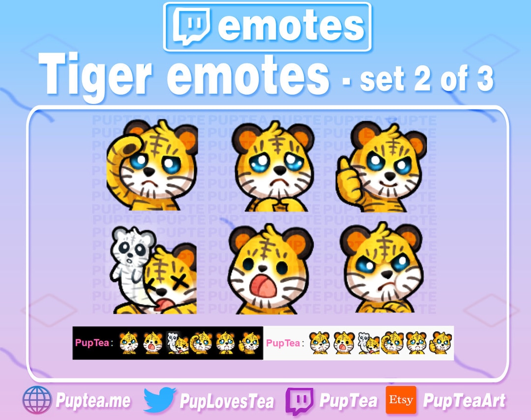 6x Cute Tiger Emotes Pack for Twitch Youtube and Discord Set 2 - Etsy