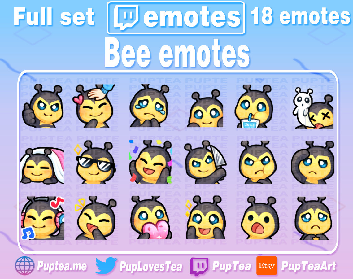 18x Cute Bee Emotes Pack for Twitch Youtube and Discord Full - Etsy ...