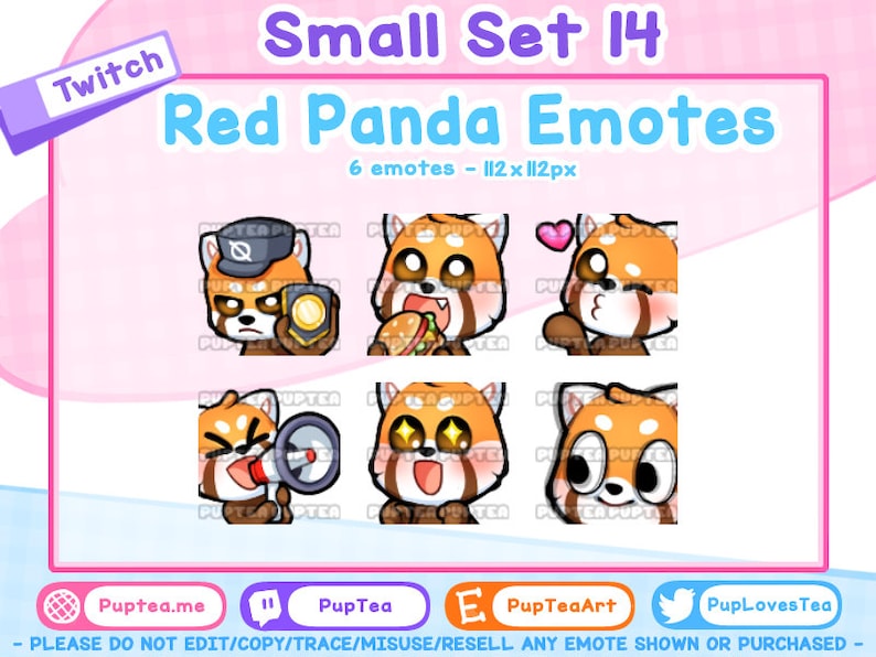 6x Cute Red Panda Emotes Pack For Twitch Youtube And Discord Etsy