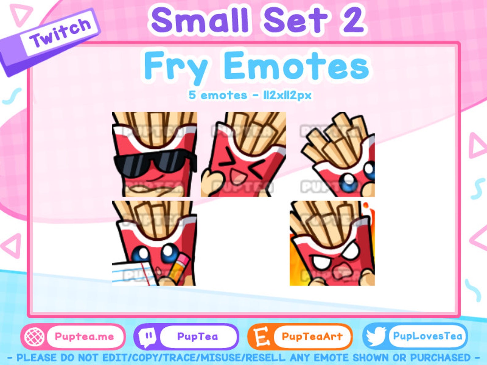 5x Cute Fry / Fries Emotes Pack for Twitch Youtube and Discord Small ...