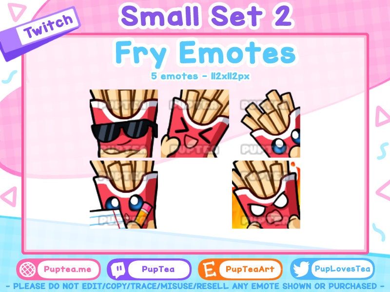 5x Cute Fry / Fries Emotes Pack for Twitch Youtube and Discord Small ...