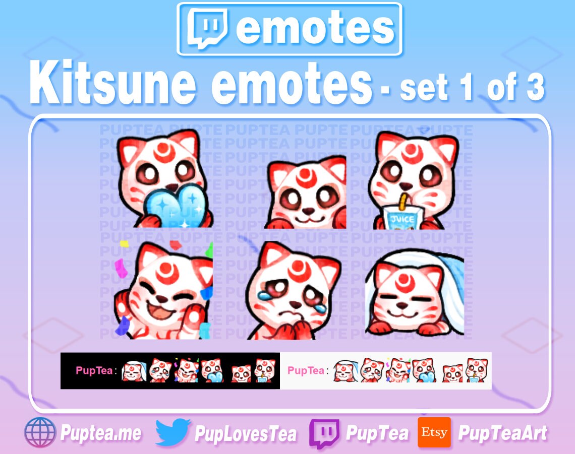 6x Cute Kitsune Emotes Pack for Twitch and Discord Set 1 | Etsy