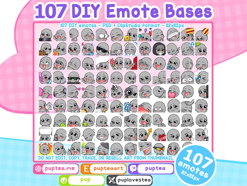 107x DIY Cute Emote Bases for Twitch, Youtube or Discord | Emote Base ...