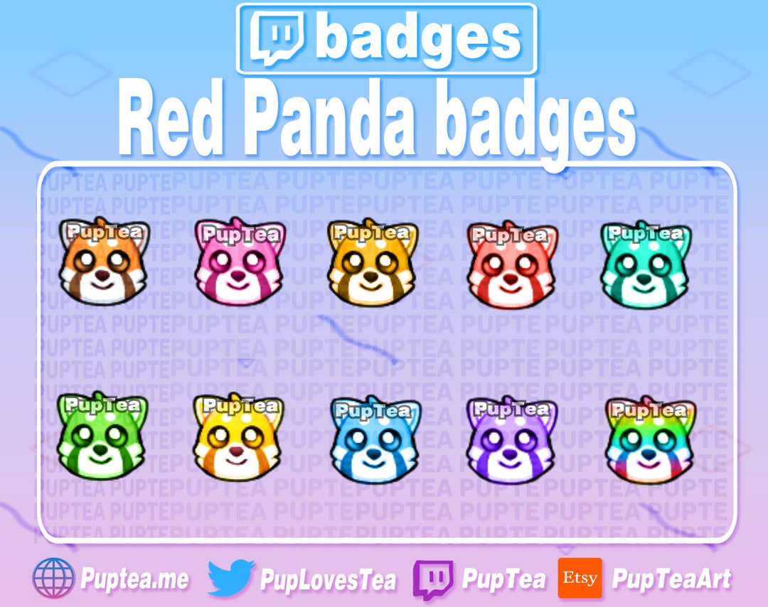 10x Cute Red Panda Twitch Sub Badges / Cheer Bit Badges - Etsy