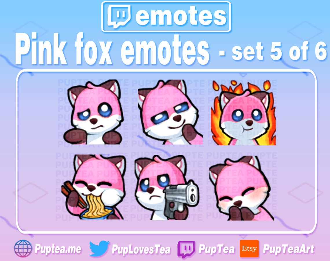 6x Cute Pink Fox Emotes Pack for Twitch Youtube and Discord Set 5 - Etsy
