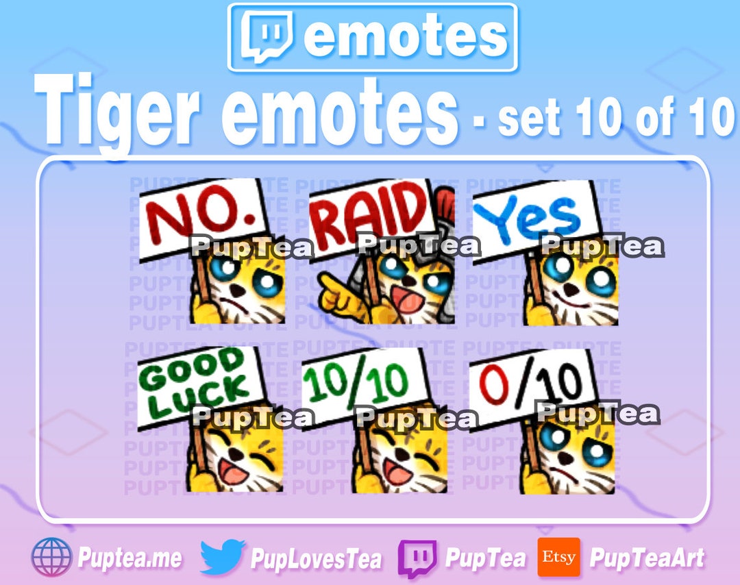 6x Cute Tiger Emotes Pack for Twitch Youtube and Discord Set - Etsy
