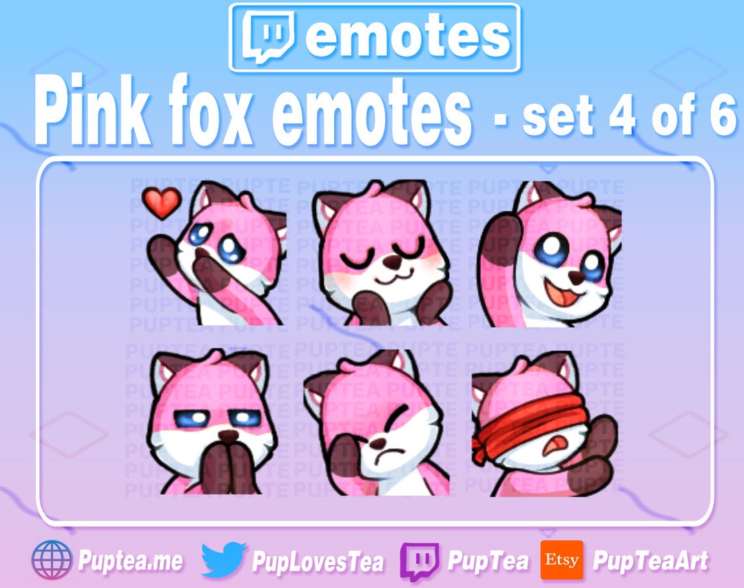 6x Cute Pink Fox Emotes Pack for Twitch Youtube and Discord Set 4 - Etsy