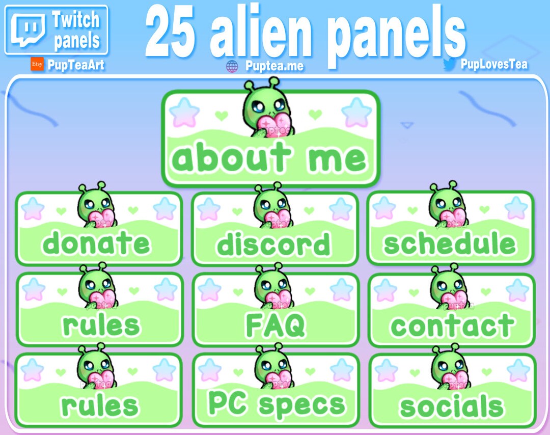 25x Cute Alien Twitch Panels / Twitch Streamer Panels - Etsy