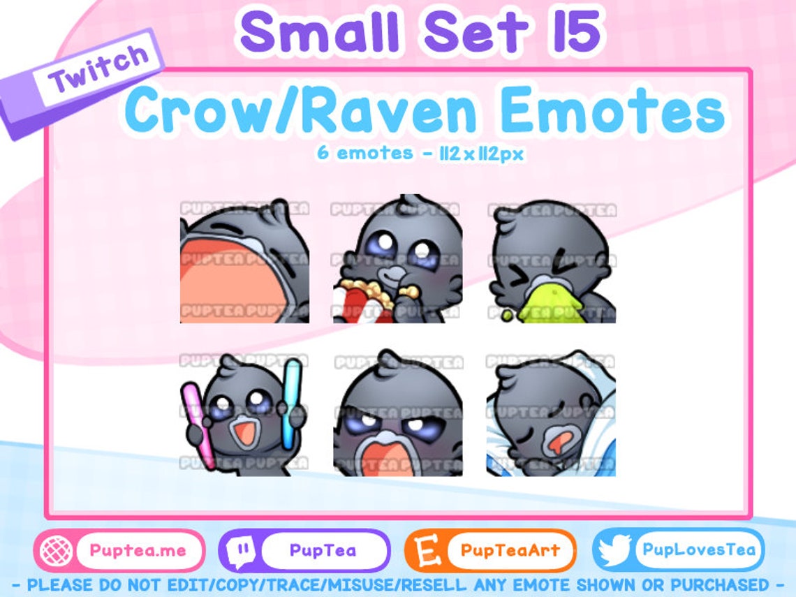 6x Cute Crow / Raven Emotes Pack for Twitch Youtube and Discord Set 15 ...