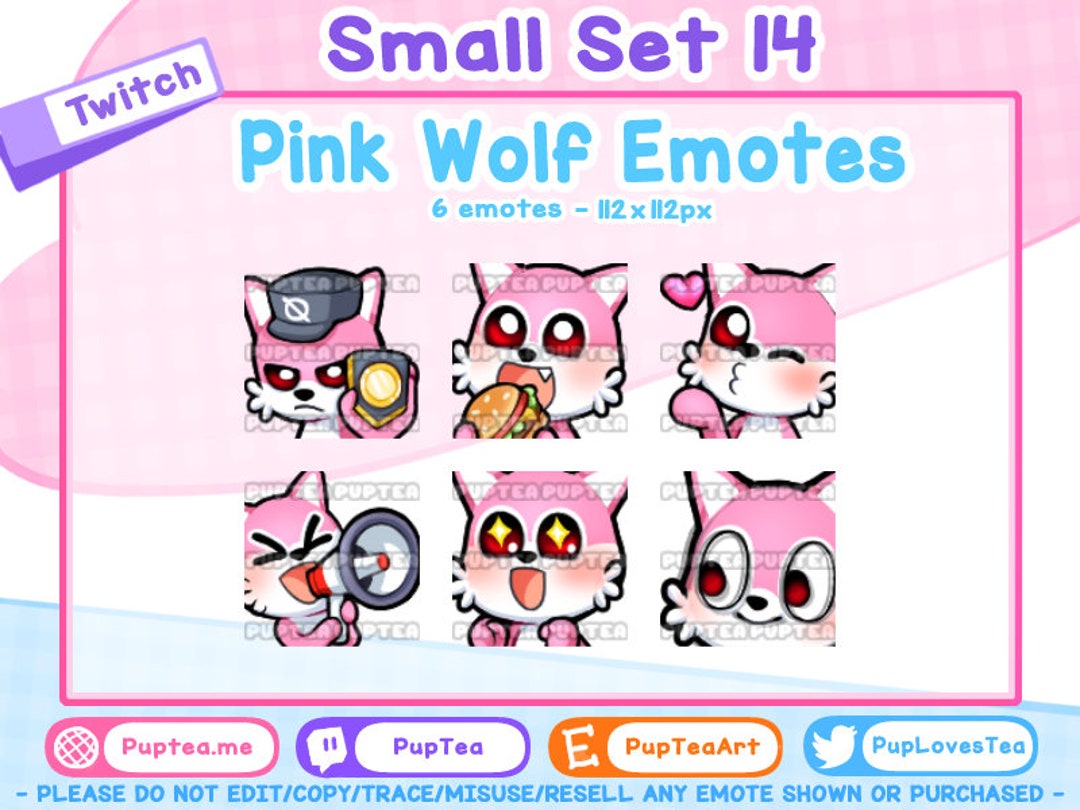 6x Cute Pink Wolf Emotes Pack for Twitch Youtube and Discord Set 14 - Etsy