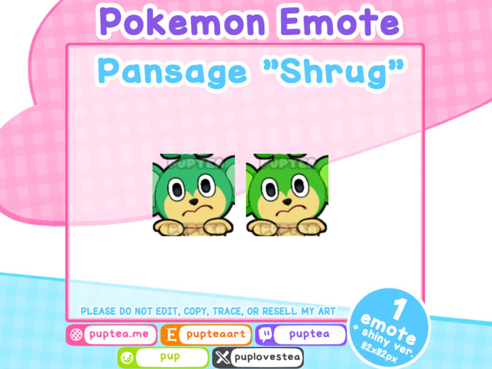 Pokemon Twitch and Discord Emote | Pansage Shrug Emote - Etsy