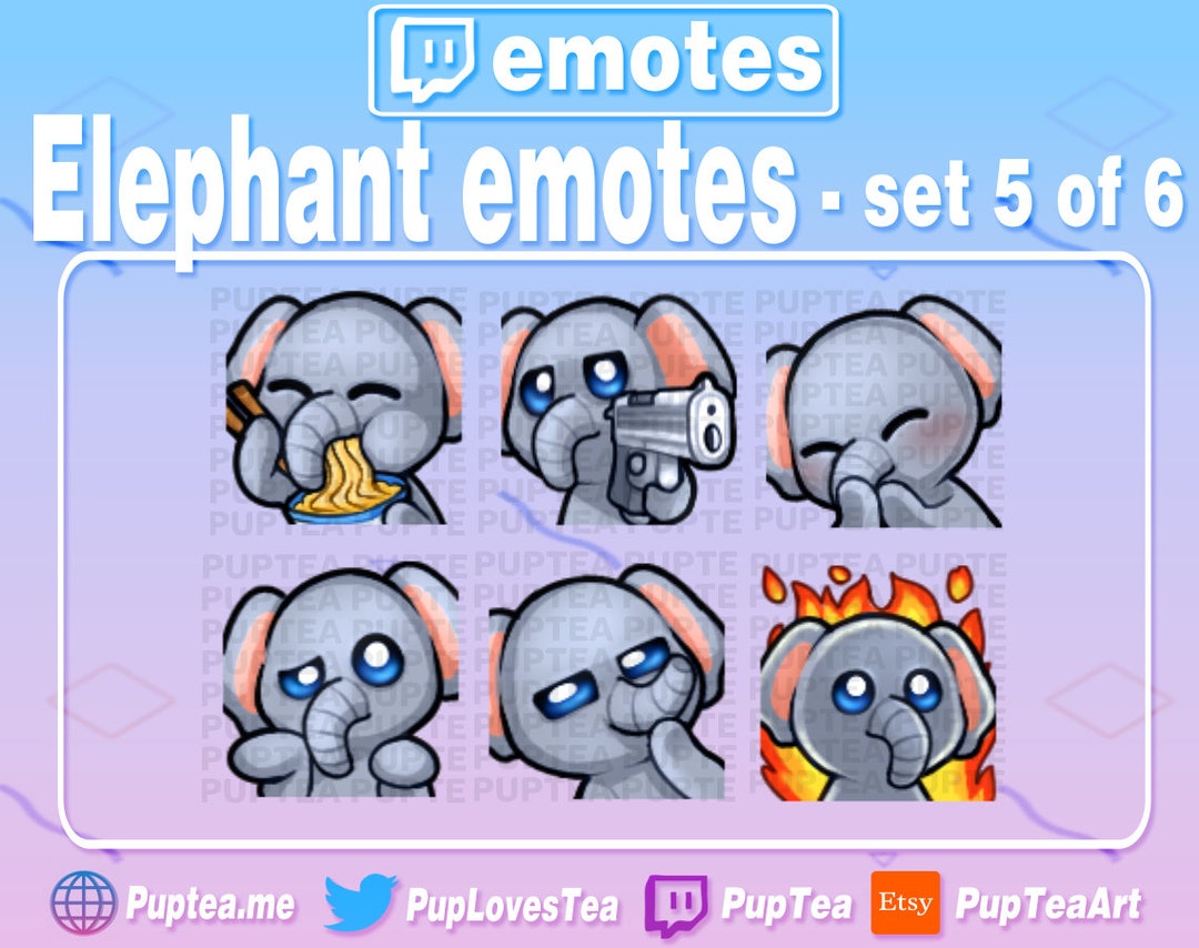 6x Cute Elephant Emotes Pack for Twitch Youtube and Discord Set 5 - Etsy