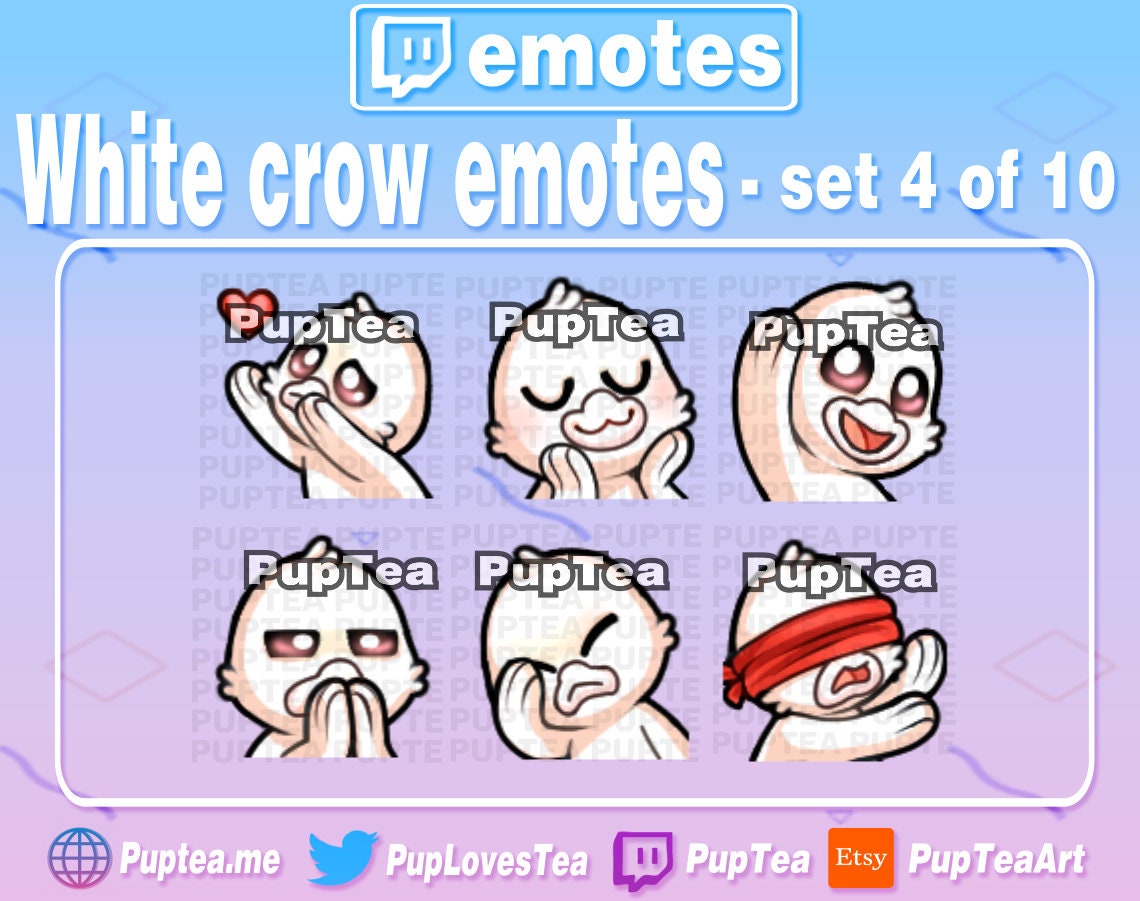 6x Cute White Crow Emotes Pack for Twitch Youtube and Discord Set 4 - Etsy