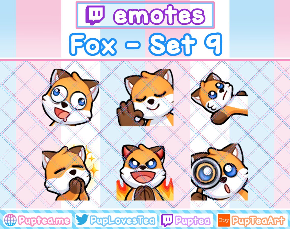 6x Cute Fox Emotes Pack for Twitch Youtube and Discord Set 9 - Etsy