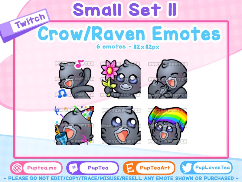 6x Cute Crow / Raven Emotes Pack for Twitch Youtube and Discord Set 11 ...