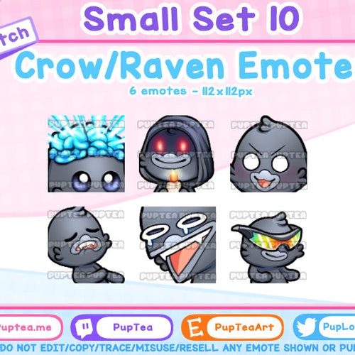 6x Cute Crow / Raven Emotes Pack for Twitch Youtube and - Etsy