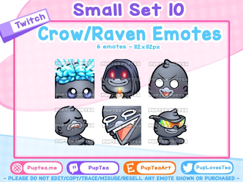 6x Cute Crow / Raven Emotes Pack for Twitch Youtube and Discord | Set ...