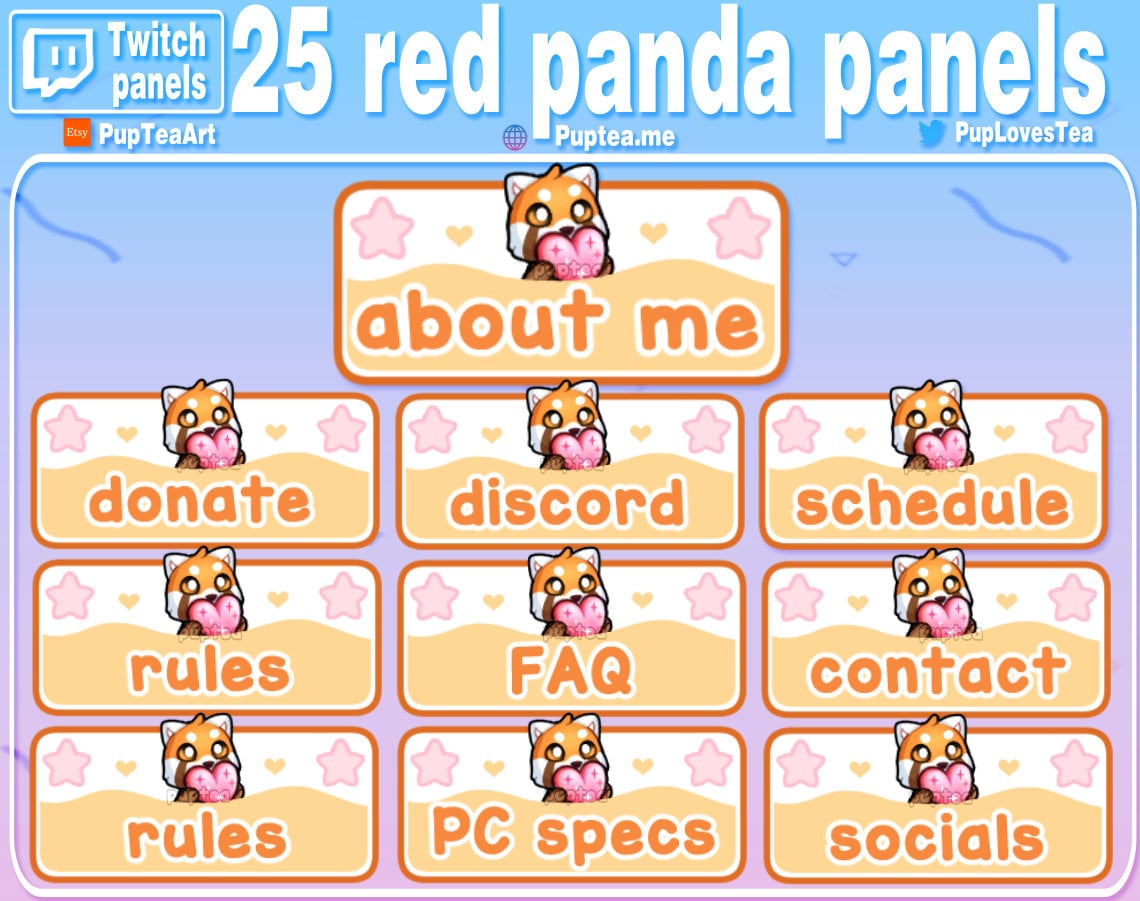 25x Cute Red Panda Twitch Panels / Twitch Streamer Panels - Etsy