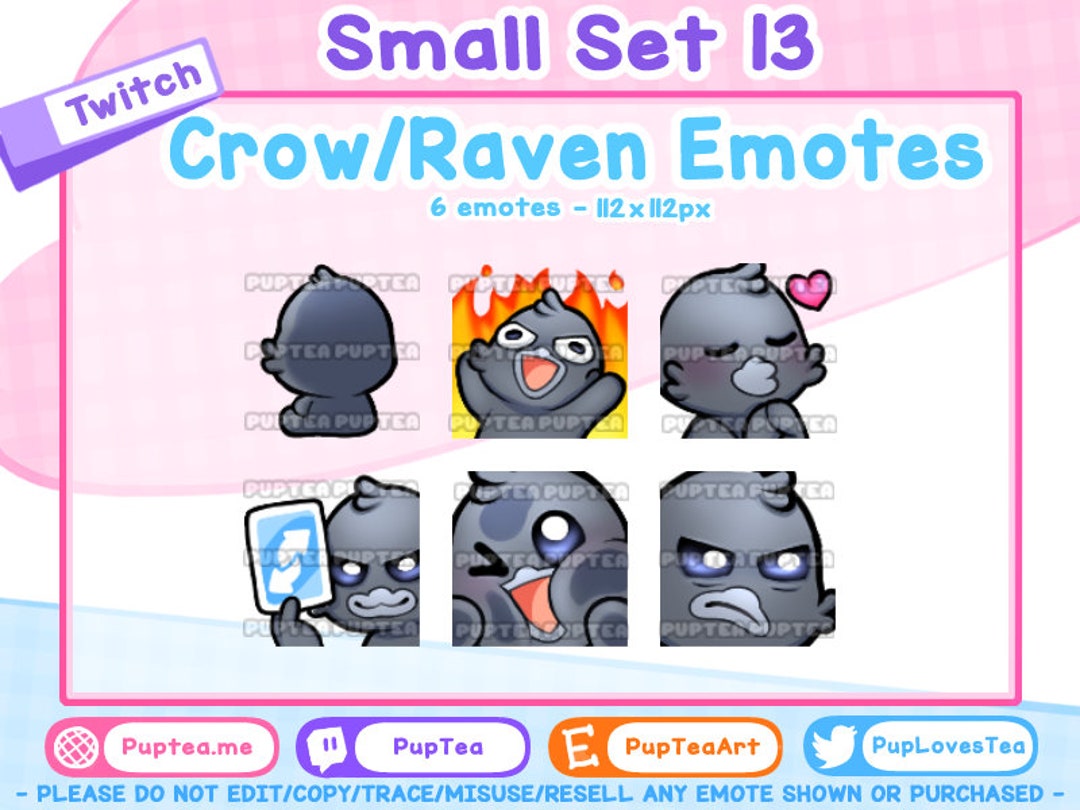 6x Cute Crow / Raven Emotes Pack for Twitch Youtube and Discord Set 13 ...