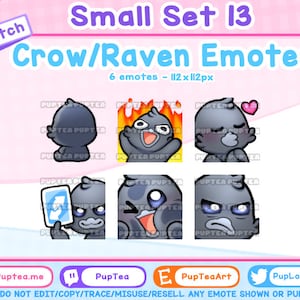 6x Cute Crow / Raven Emotes Pack for Twitch Youtube and Discord Set 13 ...