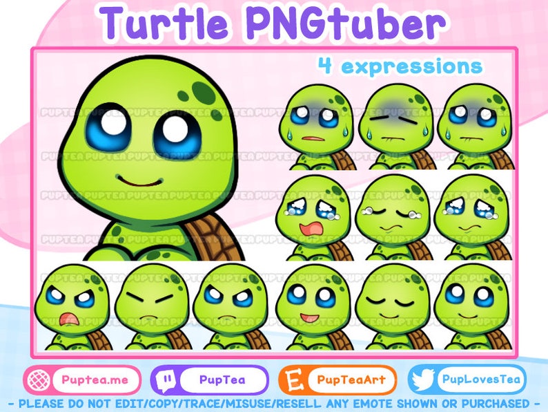 Cute Turtle Pngtuber / Premade Pngtuber / Veadotube Mini / Voice ...