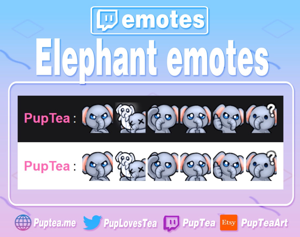 6x Cute Elephant Emotes Pack for Twitch Youtube and Discord - Etsy