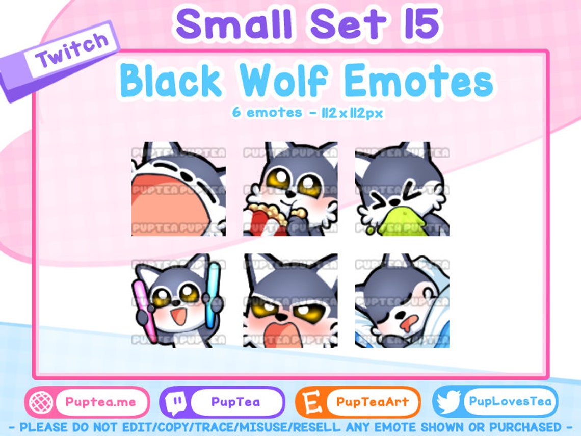 6x Cute Black Wolf Emotes Pack for Twitch Youtube and Discord - Etsy