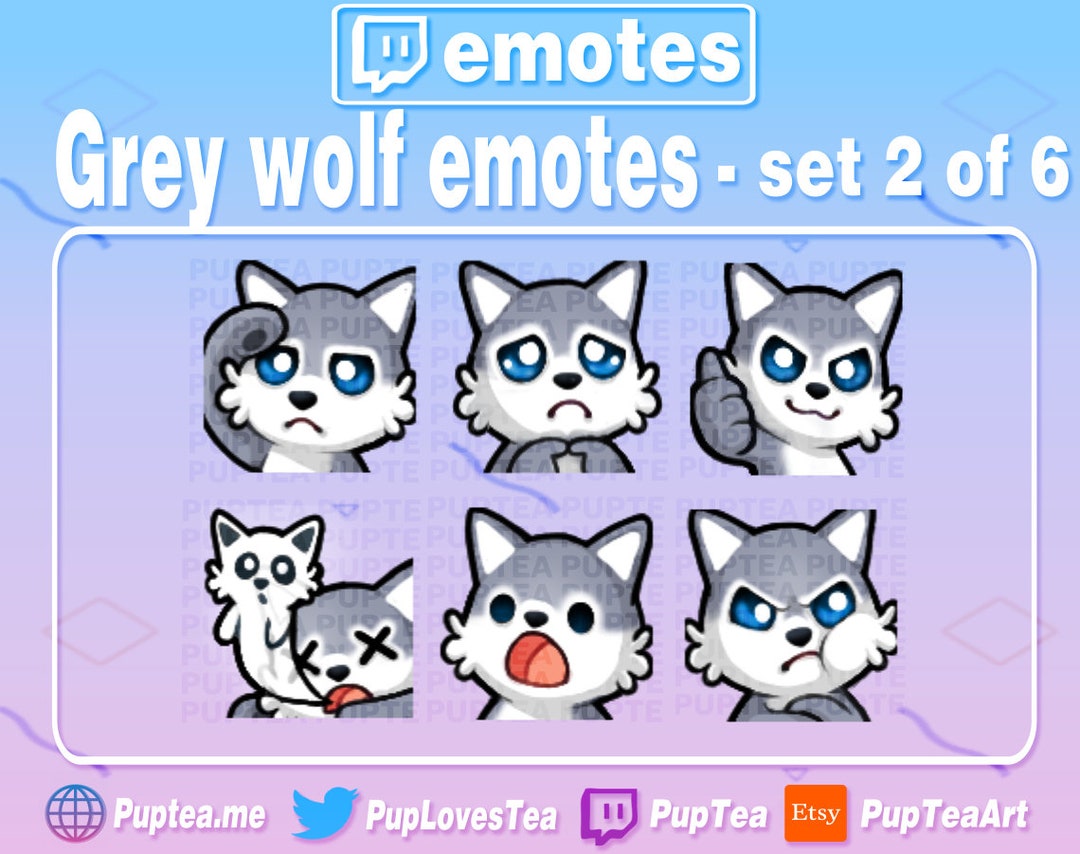 6x Cute Grey Wolf Emotes Pack for Twitch Youtube and Discord | Set 2 - Etsy