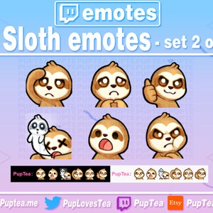 6x Cute Sloth Emotes Pack for Twitch Youtube Tiktok and - Etsy
