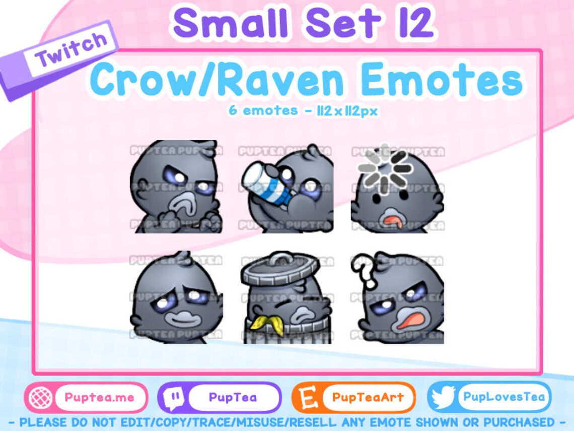 6x Cute Crow / Raven Emotes Pack for Twitch Youtube and Discord | Set ...