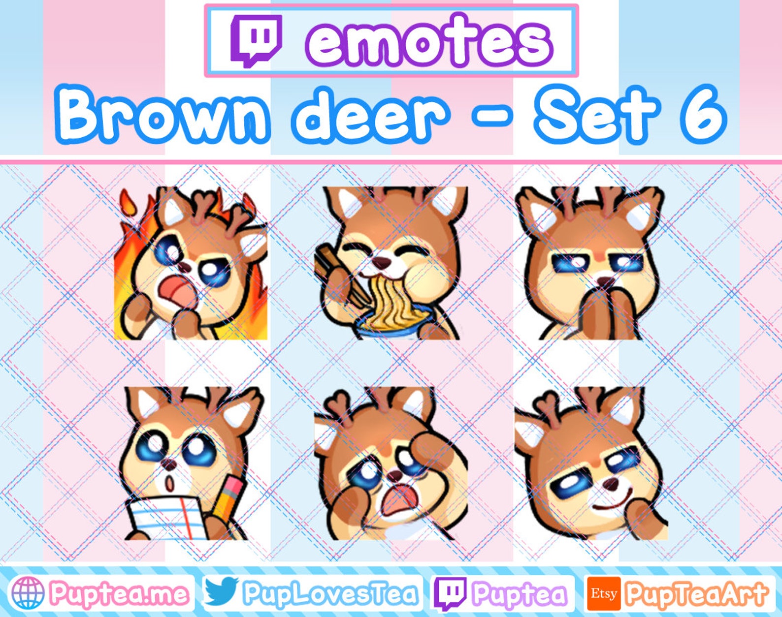 6x Cute Brown Deer Emotes Pack for Twitch Youtube and Discord - Etsy