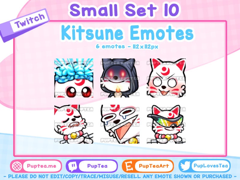 6x Cute Kitsune Emotes Pack for Twitch Youtube and Discord Set 10 - Etsy