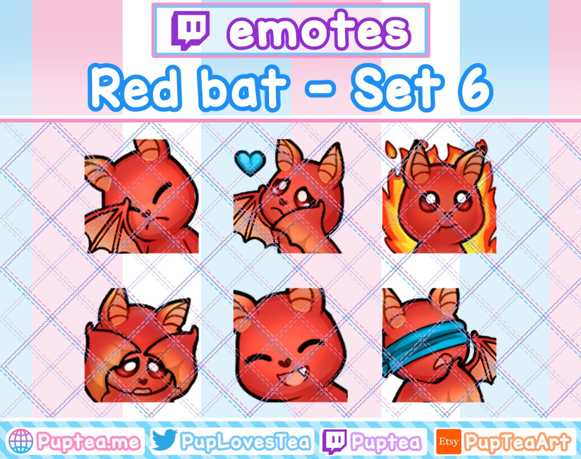 6x Cute Red Bat Emotes Pack for Twitch Youtube and Discord - Etsy