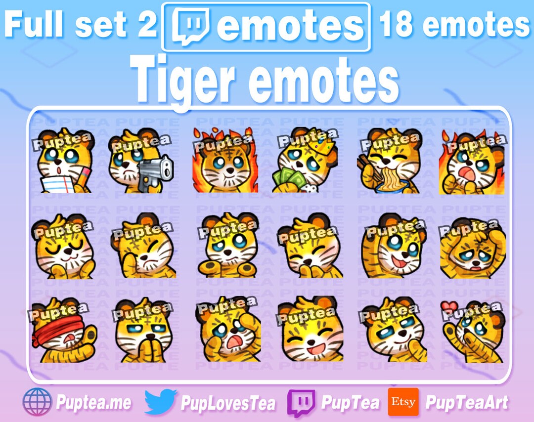 18x Cute Tiger Emotes Pack for Twitch Youtube and Discord Full Set 2 - Etsy