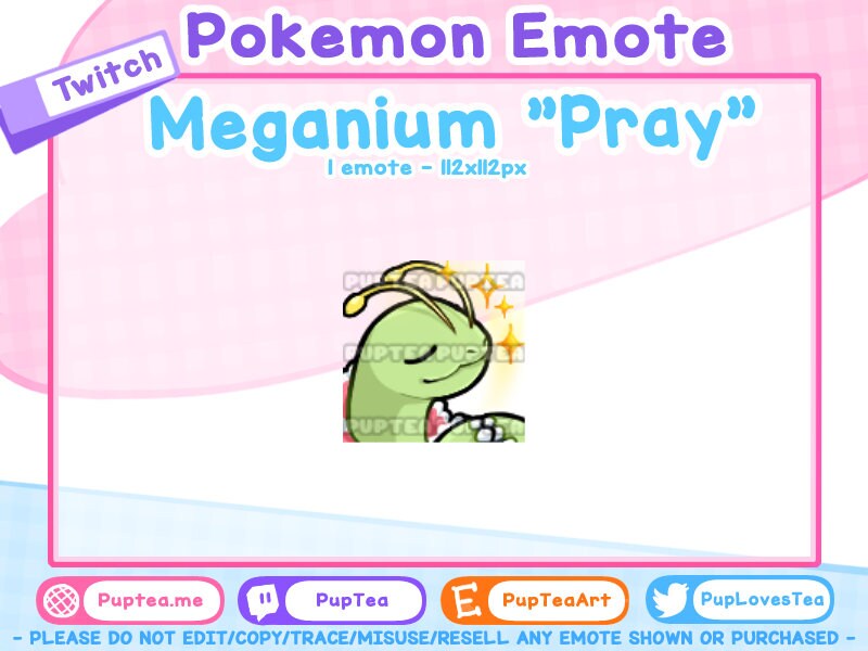 Pokemon Twitch and Discord Emote Meganium Pray Emote - Etsy