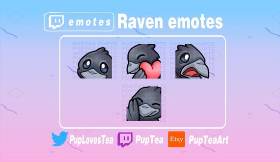 4x Cute Raven Emotes Pack for Twitch Youtube Tiktok and - Etsy