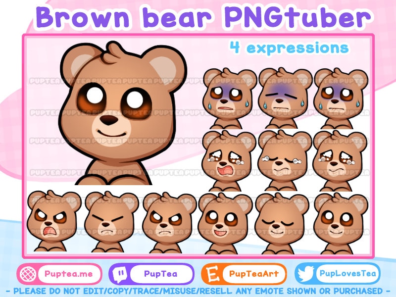 Cute Brown Bear Pngtuber / Premade Pngtuber / Veadotube Mini / Voice ...