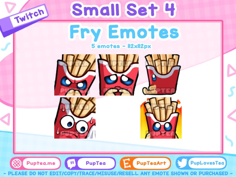 5x Cute Fry / Fries Emotes Pack for Twitch Youtube and Discord Small ...