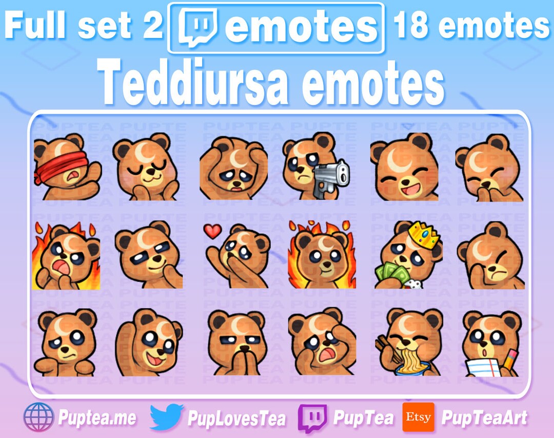 18x Cute Pokemon Teddiursa Bear Emotes Pack for Twitch Youtube and ...