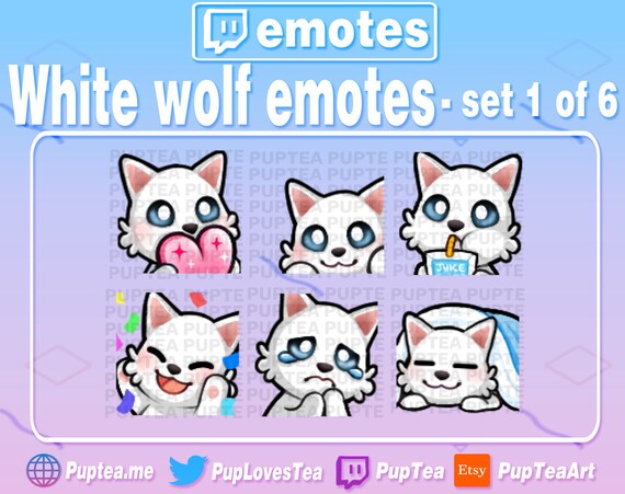 6x Cute White Wolf Emotes Pack for Twitch and Discord Set 1 | Etsy