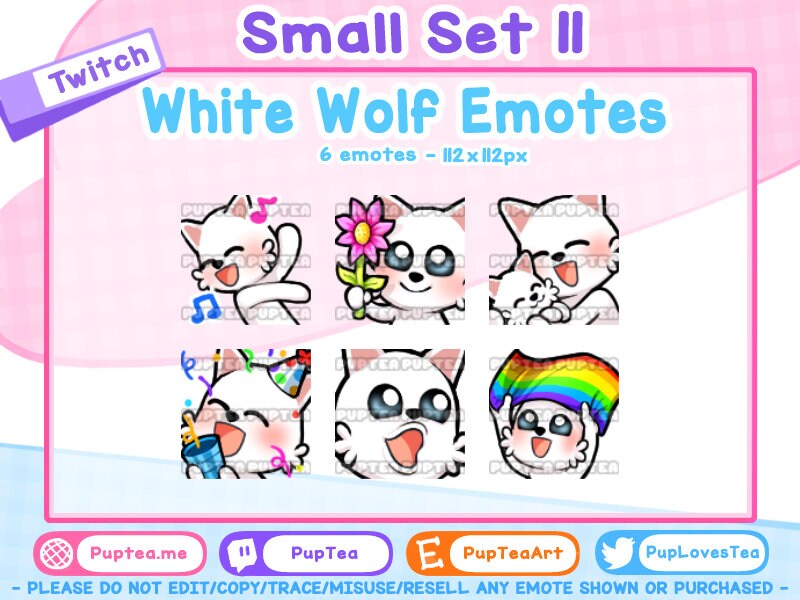 6x Cute White Wolf Emotes Pack for Twitch Youtube and Discord Set 11 - Etsy