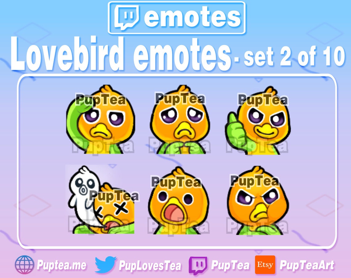 6x Cute Lovebird Emotes Pack for Twitch Youtube and Discord Set 2 - Etsy