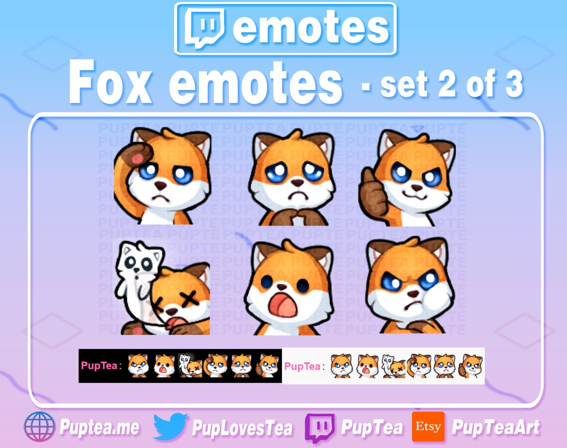6x Cute Fox Emotes Pack For Twitch Youtube And Discord Set 2 Etsy
