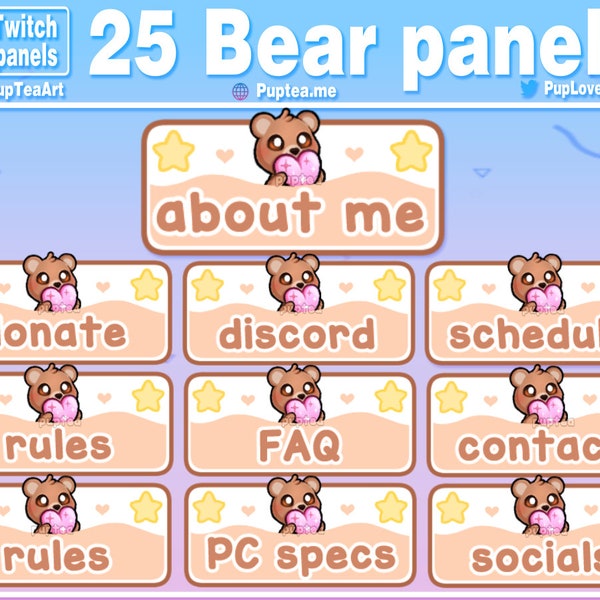 Cute Bear Panels Twitch - Etsy