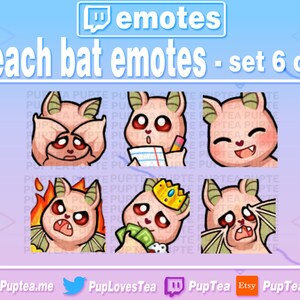 6x Cute Peach Bat Emotes Pack for Twitch Youtube and Discord Set 6 - Etsy
